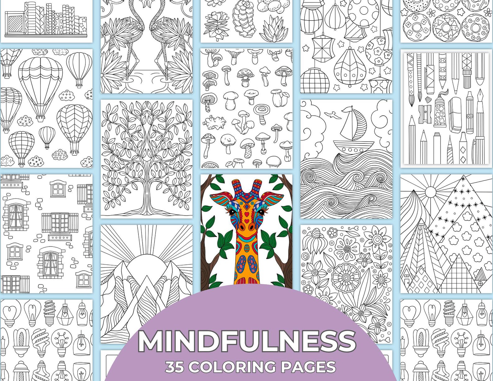 Mindfulness Coloring Books, Adult Coloring Pages, Stress Relieving ...