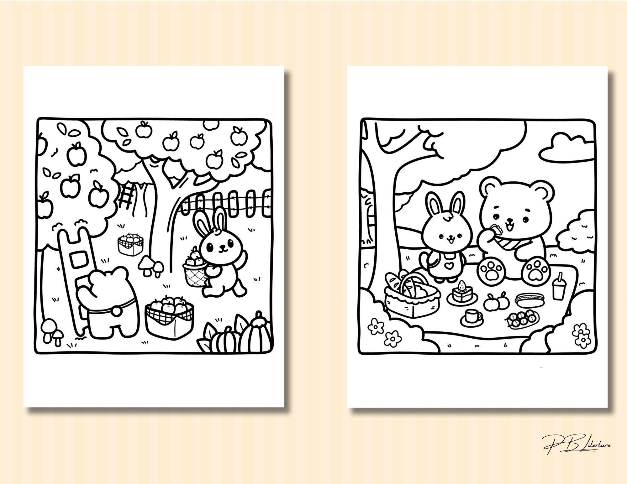 10 Cozy Days Cute Coloring Pages, Cottage Friends Coloring Book, Easy ...