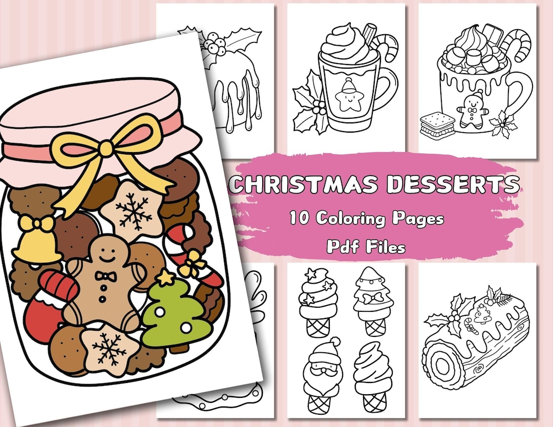 10 Christmas Desserts Coloring Pages, Bold and Easy Coloring Sheets ...