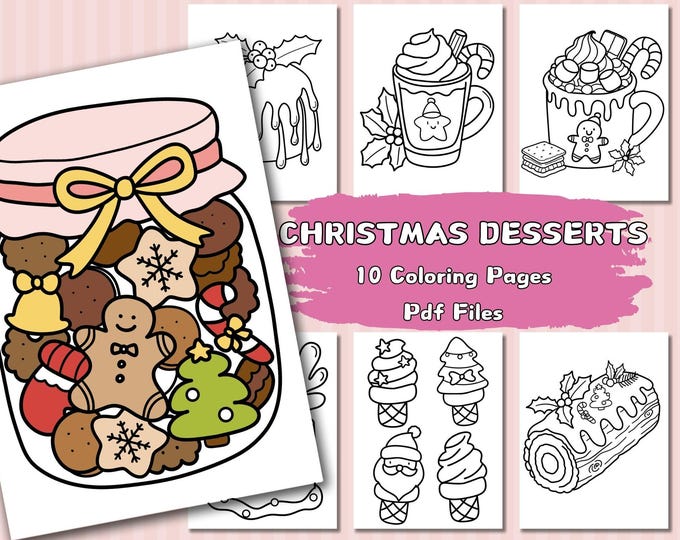 10 Christmas Desserts Coloring Pages, Bold and Easy Coloring Sheets ...