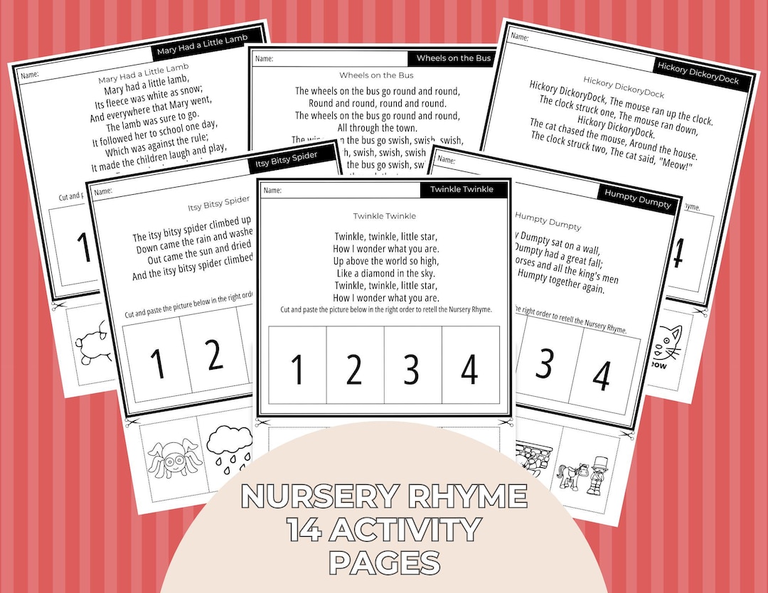 Nursery Rhyme Cut & Paste Sequencing Printable Homeschool Worksheets ...