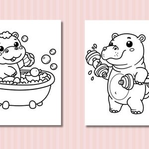 Baby Hippo Moo Deng Coloring Pages, Bold and Easy Coloring for Kids ...
