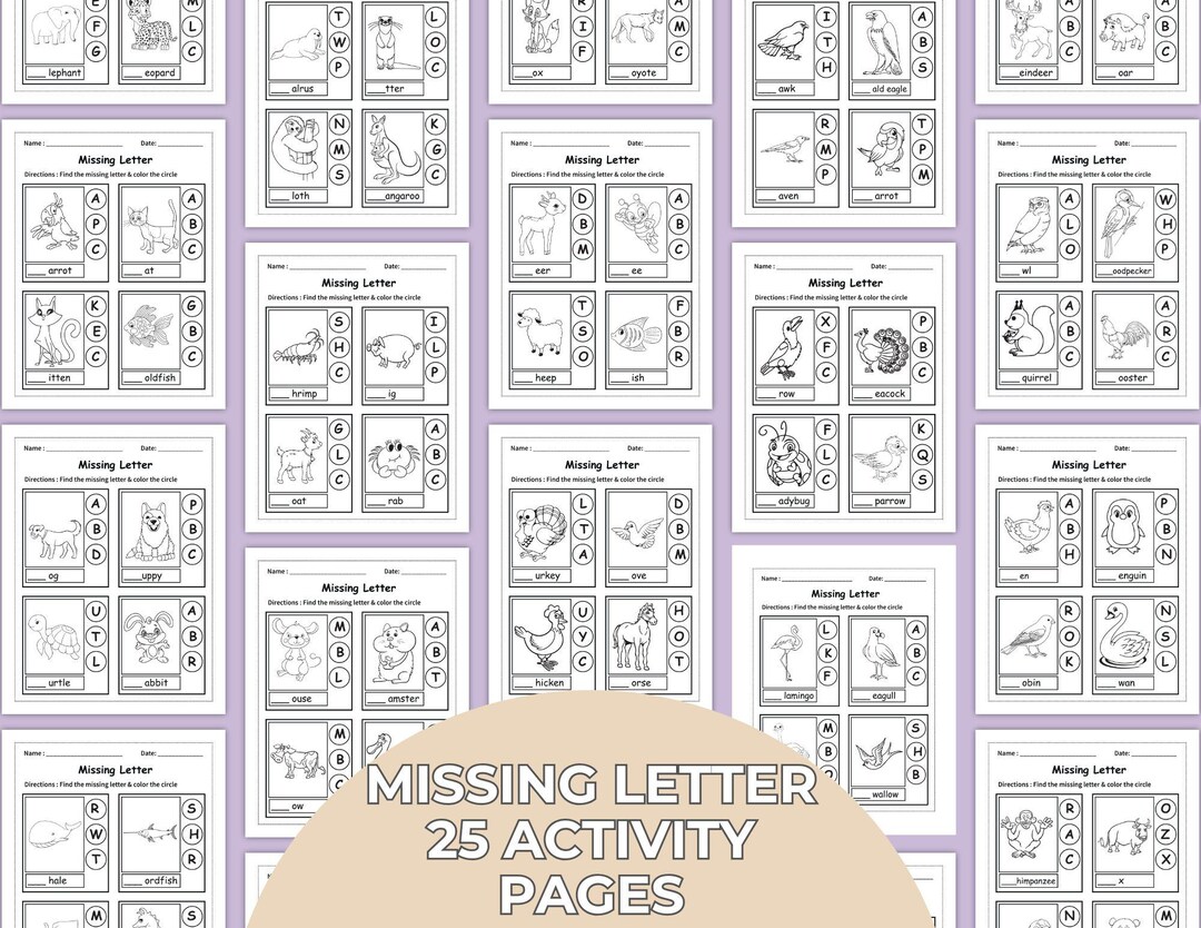 Missing Letter Printable Worksheets, Alphabet Learning Activity ...