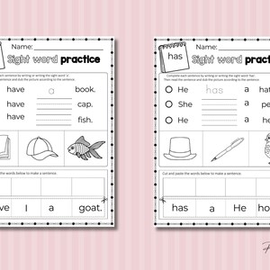 Sight Words Worksheets Bundle, Printable Sight Words Activity ...