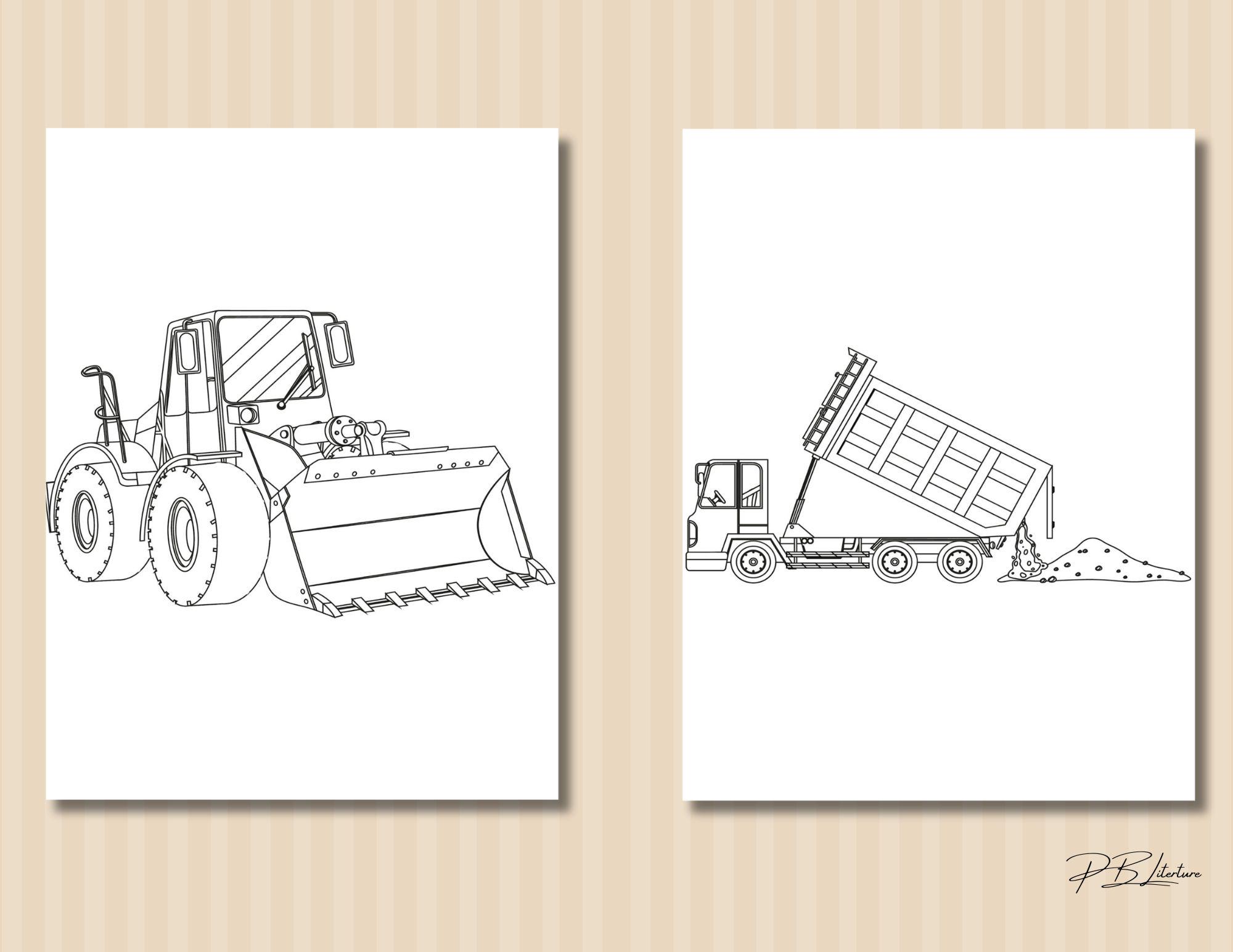 15 Construction Truck Coloring Pages for Kids, Construction Vehicle ...