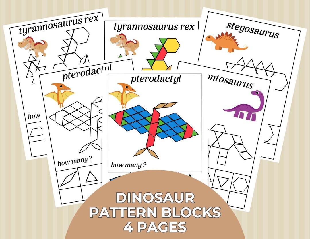Dinosaur Pattern Blocks Printable Math Activity Worksheets ...