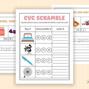 Phonics CVC Words Printable Worksheets for Kindergarten, CVC Word ...