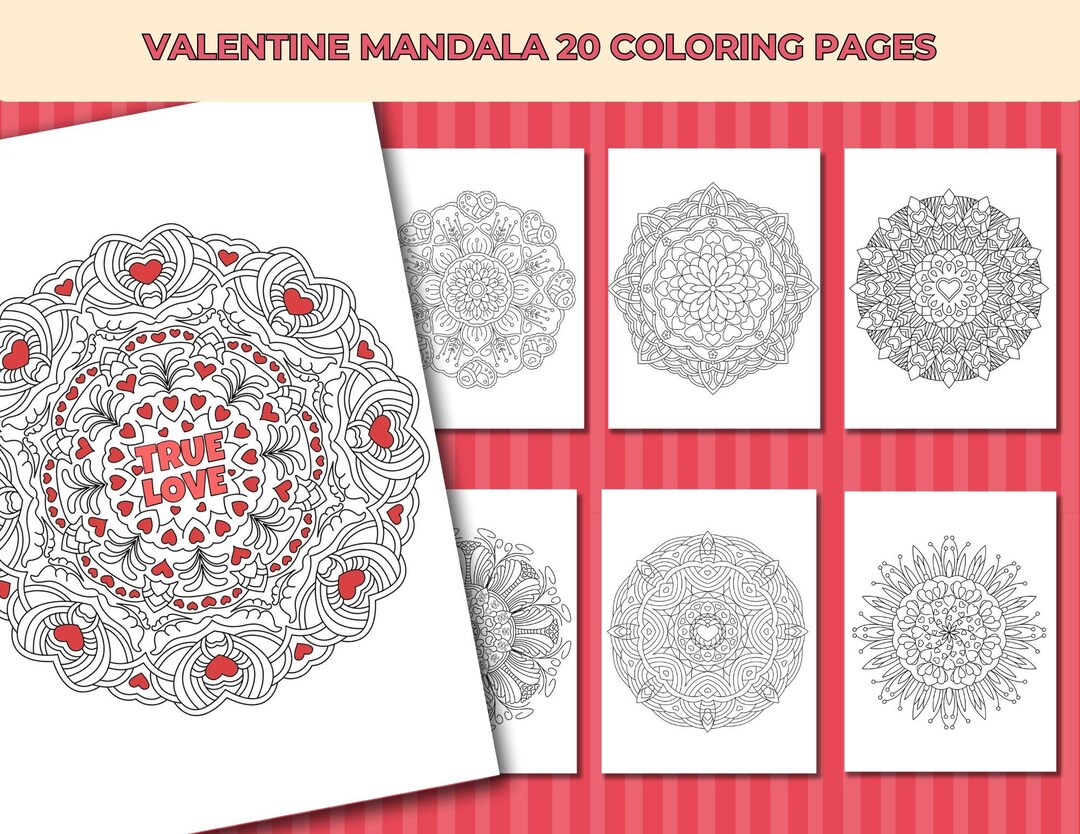 Valentine Mandala Coloring Pages, Valentine's Day Activities, Printable ...