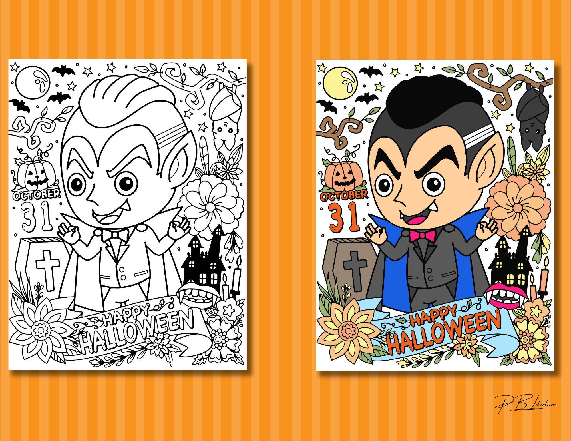 Scary & Cute Halloween Coloring Pages, Printable Halloween Coloring ...