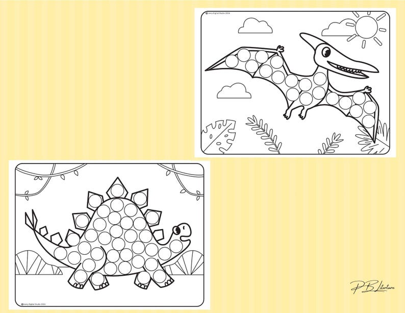 Dinosaurs Dot Marker Activity Coloring Pages, Animal Dot Marker ...