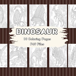 10 Dinosaur Coloring Pages, Dino Adventure Coloring Book, Printable ...
