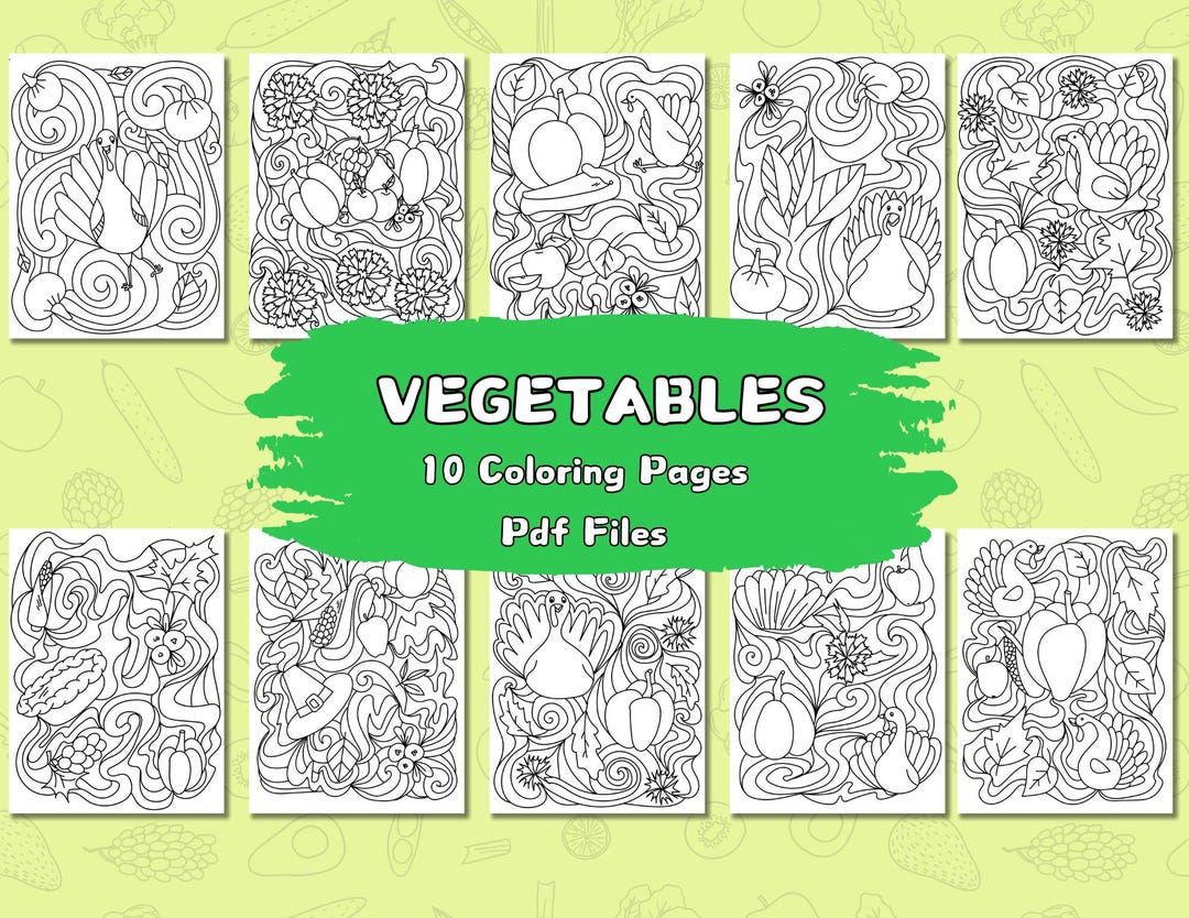 10 Vegetables Coloring Pages for Kids,toddlers Preschoolers ...