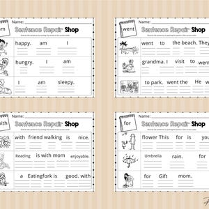 30 Correct the Sentences Printable Worksheets, Kindergarten Writing ...