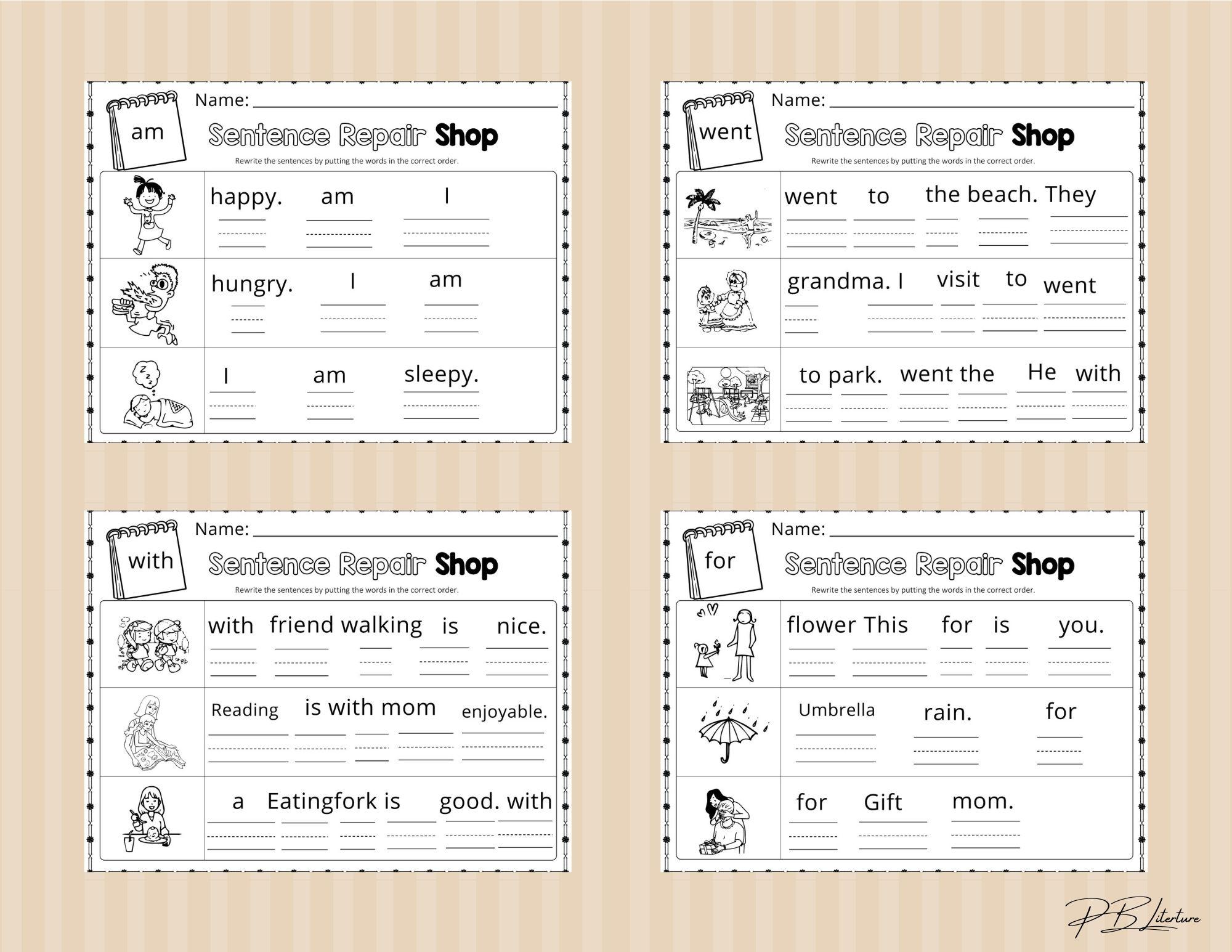 30 Correct the Sentences Printable Worksheets, Kindergarten Writing ...