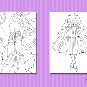 Fashion Style Coloring Book for Kids and Adults, Modern Fashion Women 5 ...
