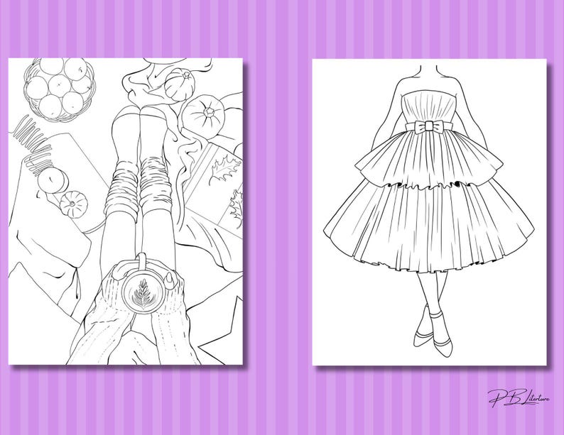 Fashion Style Coloring Book for Kids and Adults, Modern Fashion Women 5 ...