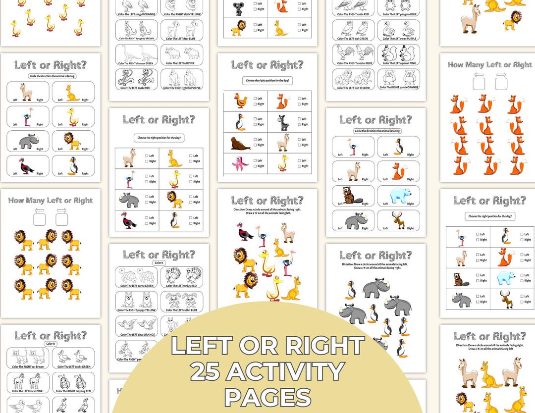 Left or Right Educational Worksheets, Preschool Kindergarten Activities ...