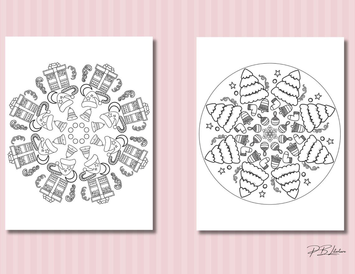 Printable Christmas Mandala Coloring Pages, Christmas Mandala Art ...
