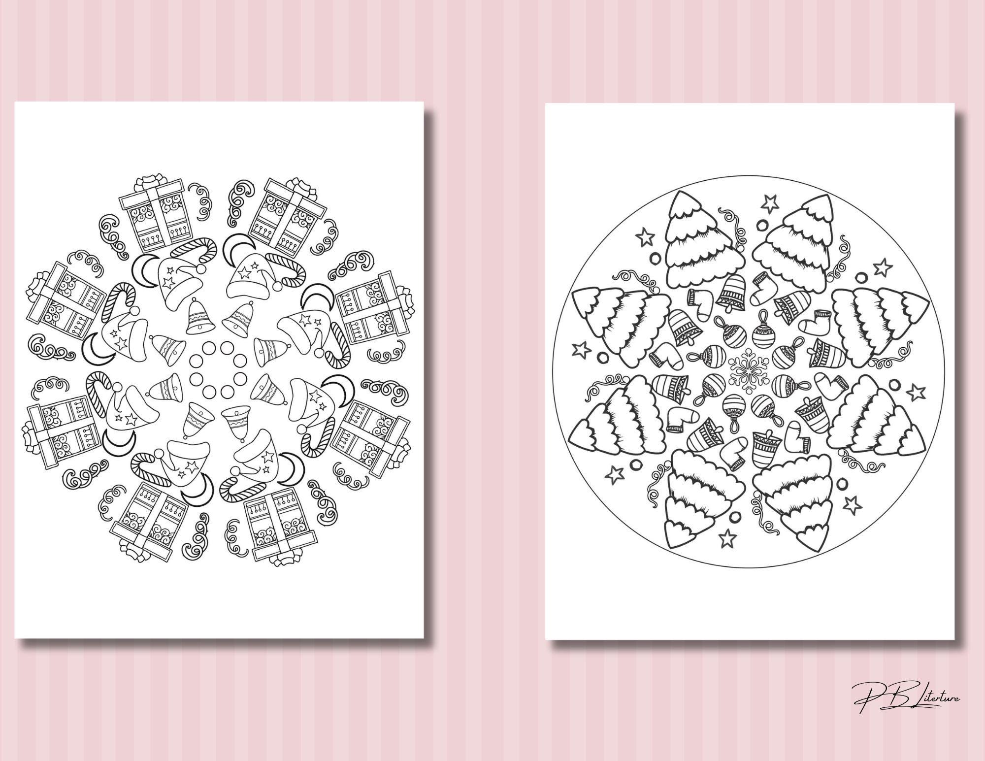 Printable Christmas Mandala Coloring Pages, Christmas Mandala Art ...