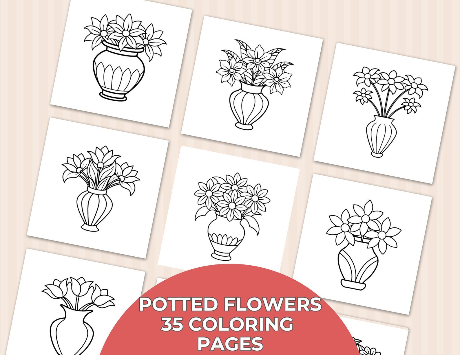 35 Potted Flowers Coloring Pages, Printable Floral Coloring Sheets ...