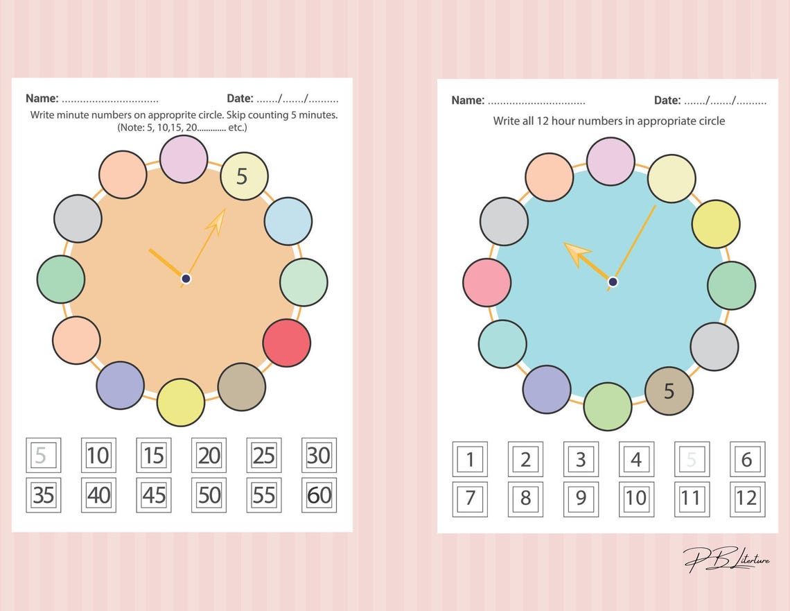 Clock Numbers Homeschool Worksheets, Clock Label Numbers, Printable ...