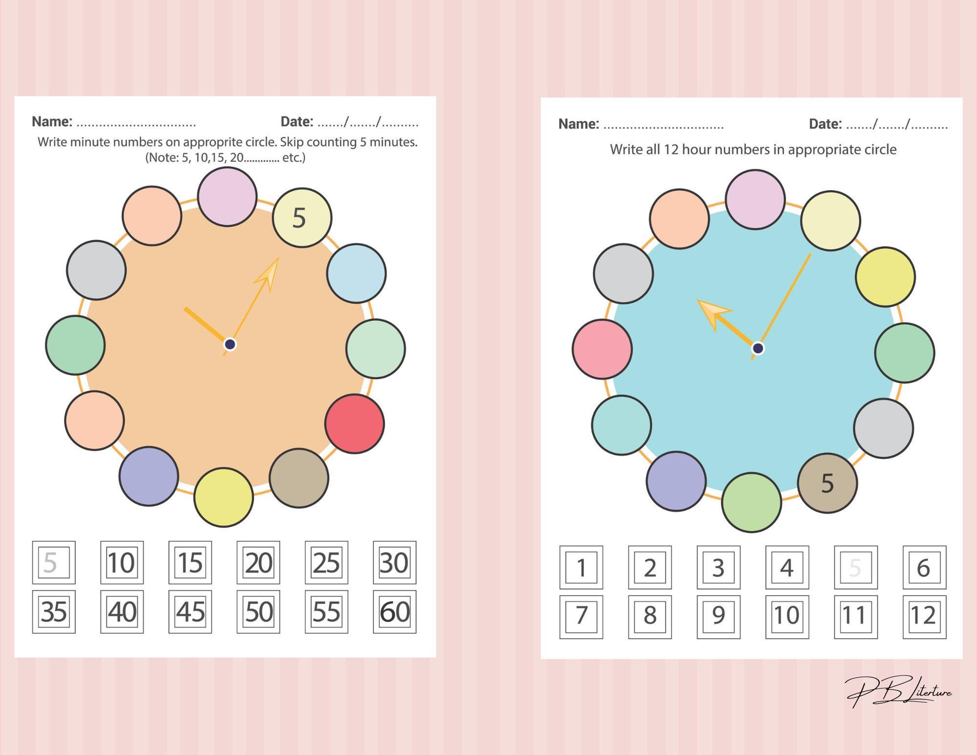 Clock Numbers Homeschool Worksheets, Clock Label Numbers, Printable ...