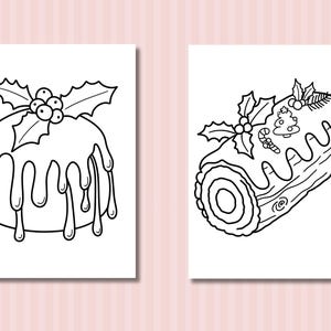 10 Christmas Desserts Coloring Pages, Bold and Easy Coloring Sheets ...