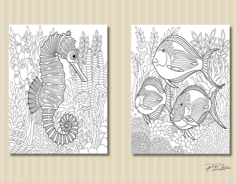 Ocean Animals Coloring Pages, Printable Marine Life Coloring Sheets ...