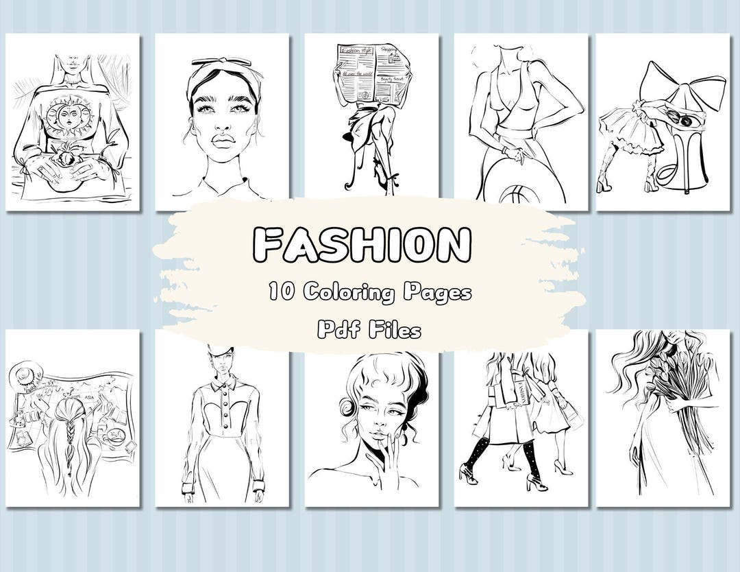 Line Drawing Fashion Coloring Pages, Coloring Page for Adult and Kids ...