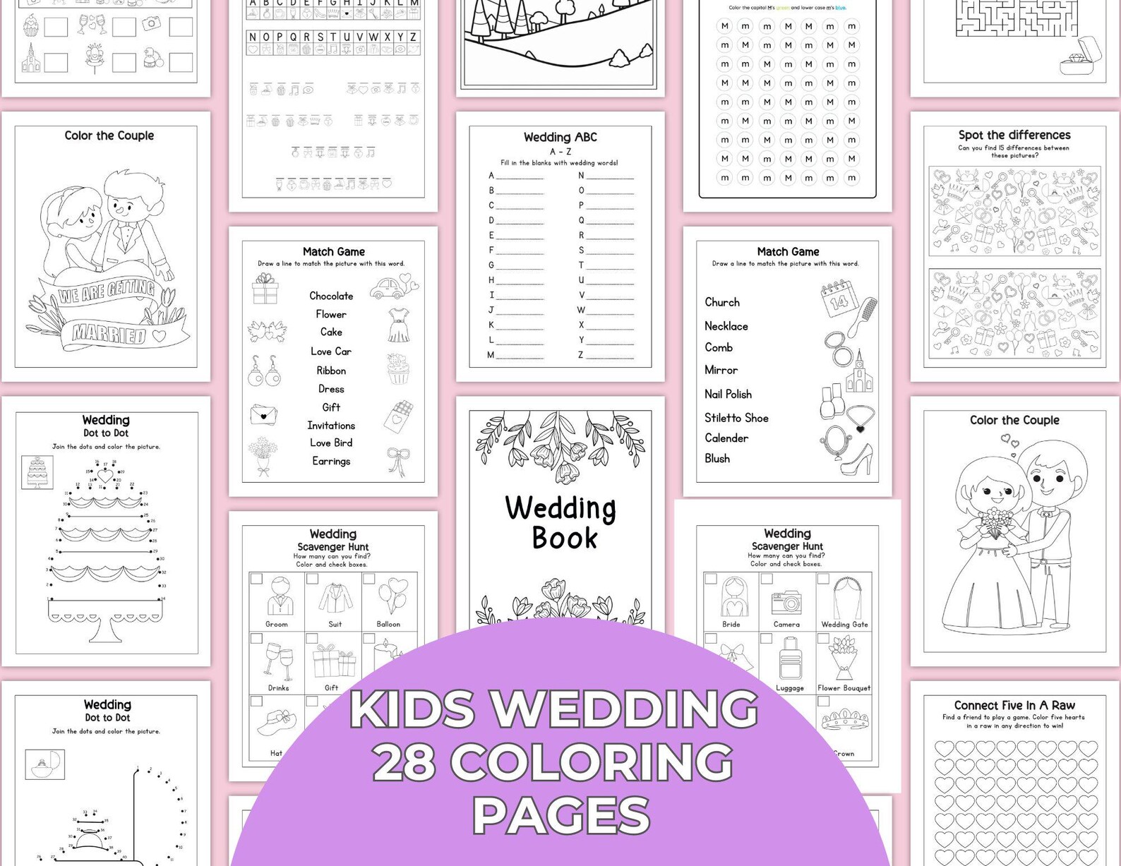 Kids Wedding Activity Book, Wedding Table Activity Pack for Kids ...