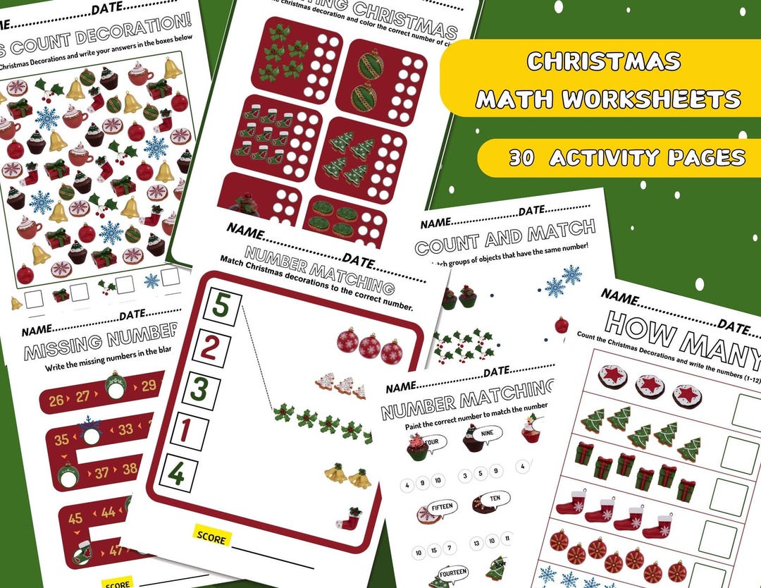 Christmas Math Worksheets, Homeschool Christmas, Math Activity ...
