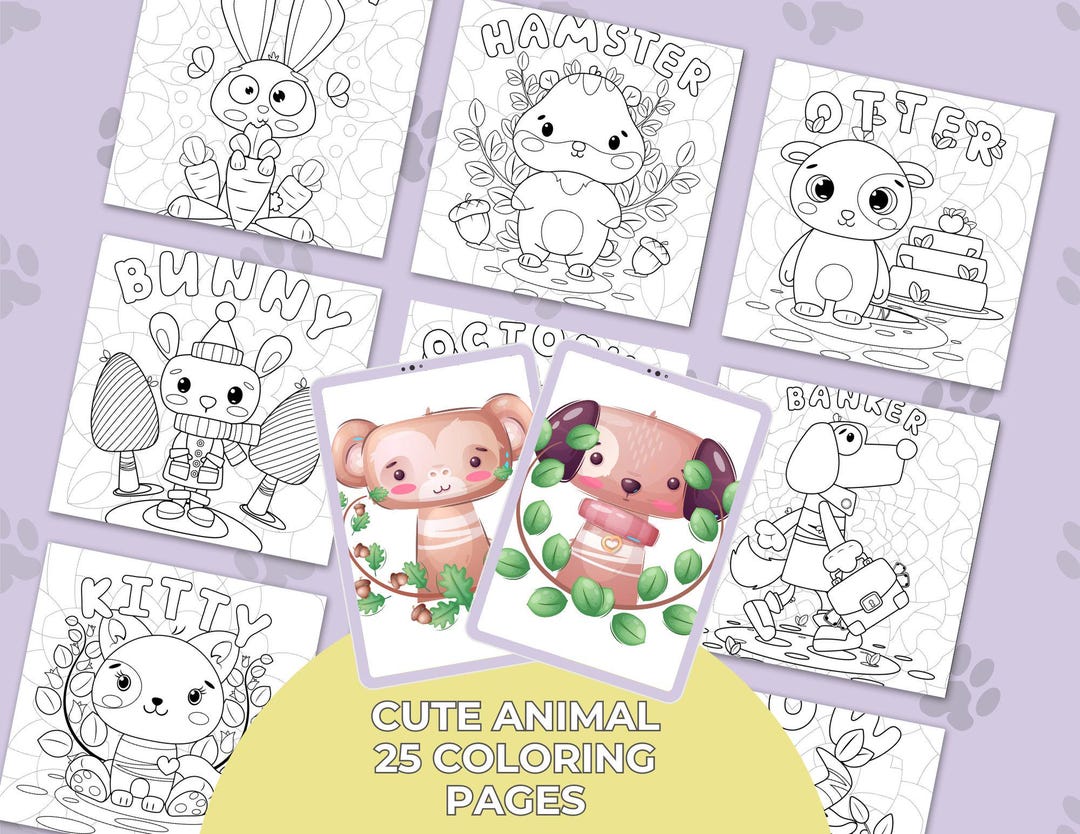25 Cute Animal Coloring Pages for Kids, Animal Coloring Sheets ...