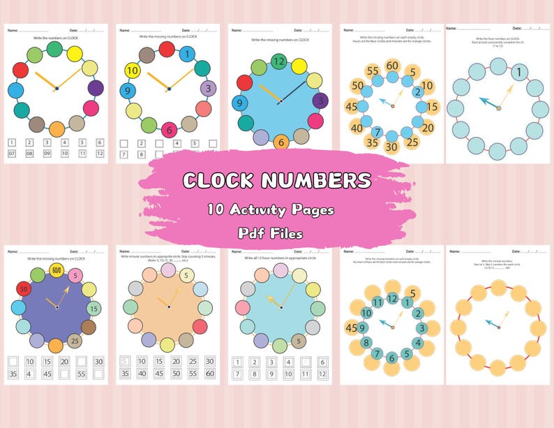 Clock Numbers Homeschool Worksheets, Clock Label Numbers, Printable ...