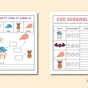 Phonics CVC Words Printable Worksheets for Kindergarten, CVC Word ...