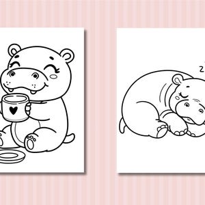 Baby Hippo Moo Deng Coloring Pages, Bold and Easy Coloring for Kids ...