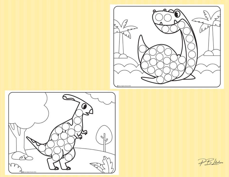 Dinosaurs Dot Marker Activity Coloring Pages, Animal Dot Marker ...