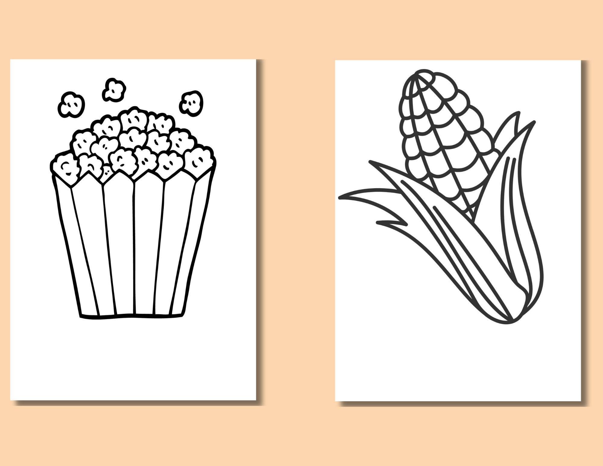 Food & Snacks Coloring Book, Bold and Easy Designs, Food Coloring Pages ...