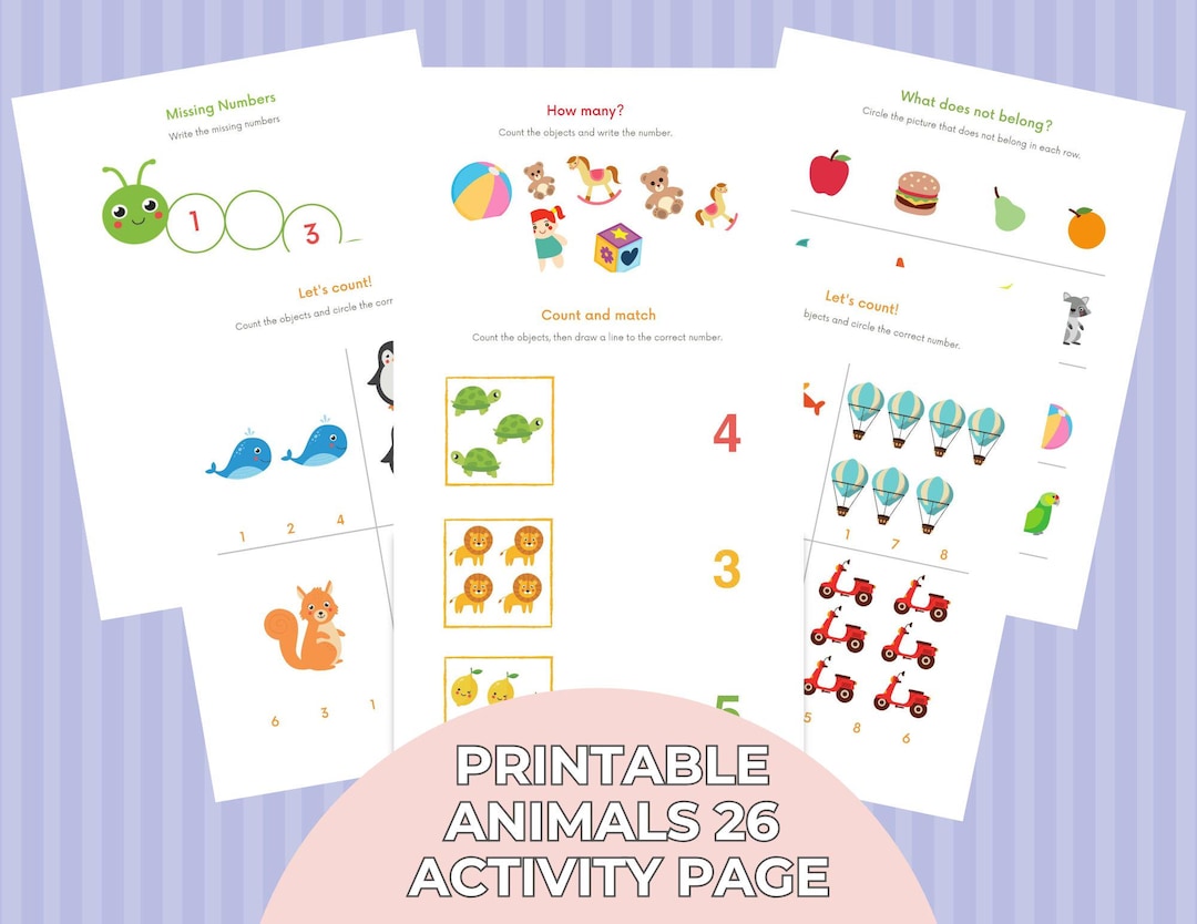 Animals Printable Activity Bundle, Kids Activity Pages, Learning ...