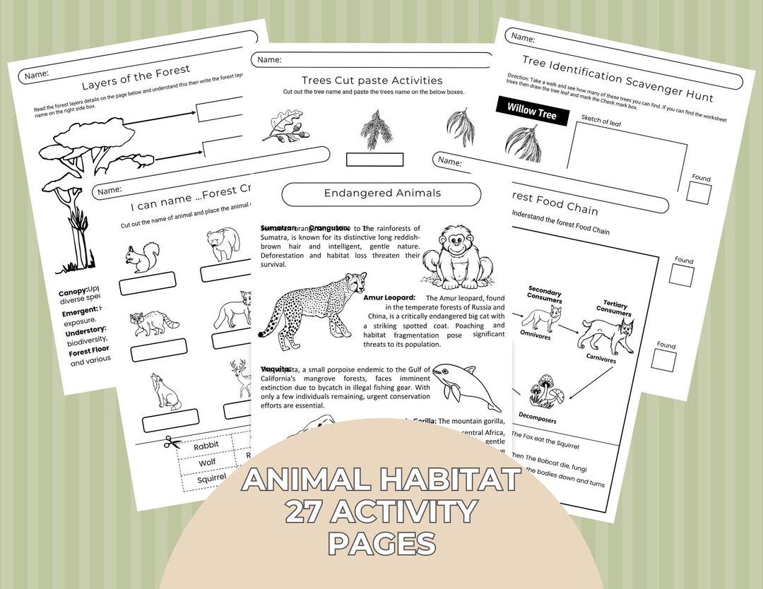 27 Animal Habitat Activity, Forest Animals Activity Worksheets ...