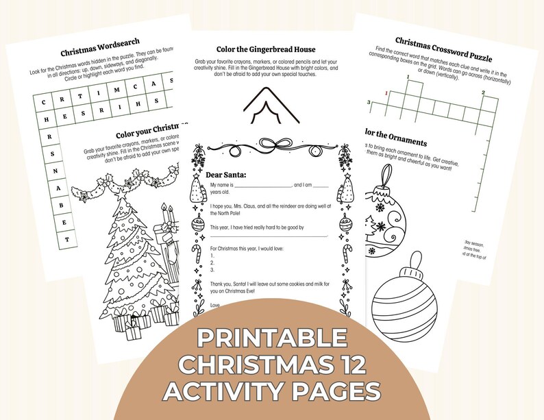 12 Printable Christmas Activities, Christmas Activity Book, Kid's ...
