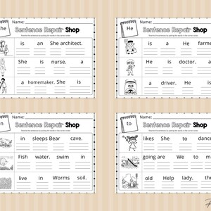 30 Correct the Sentences Printable Worksheets, Kindergarten Writing ...