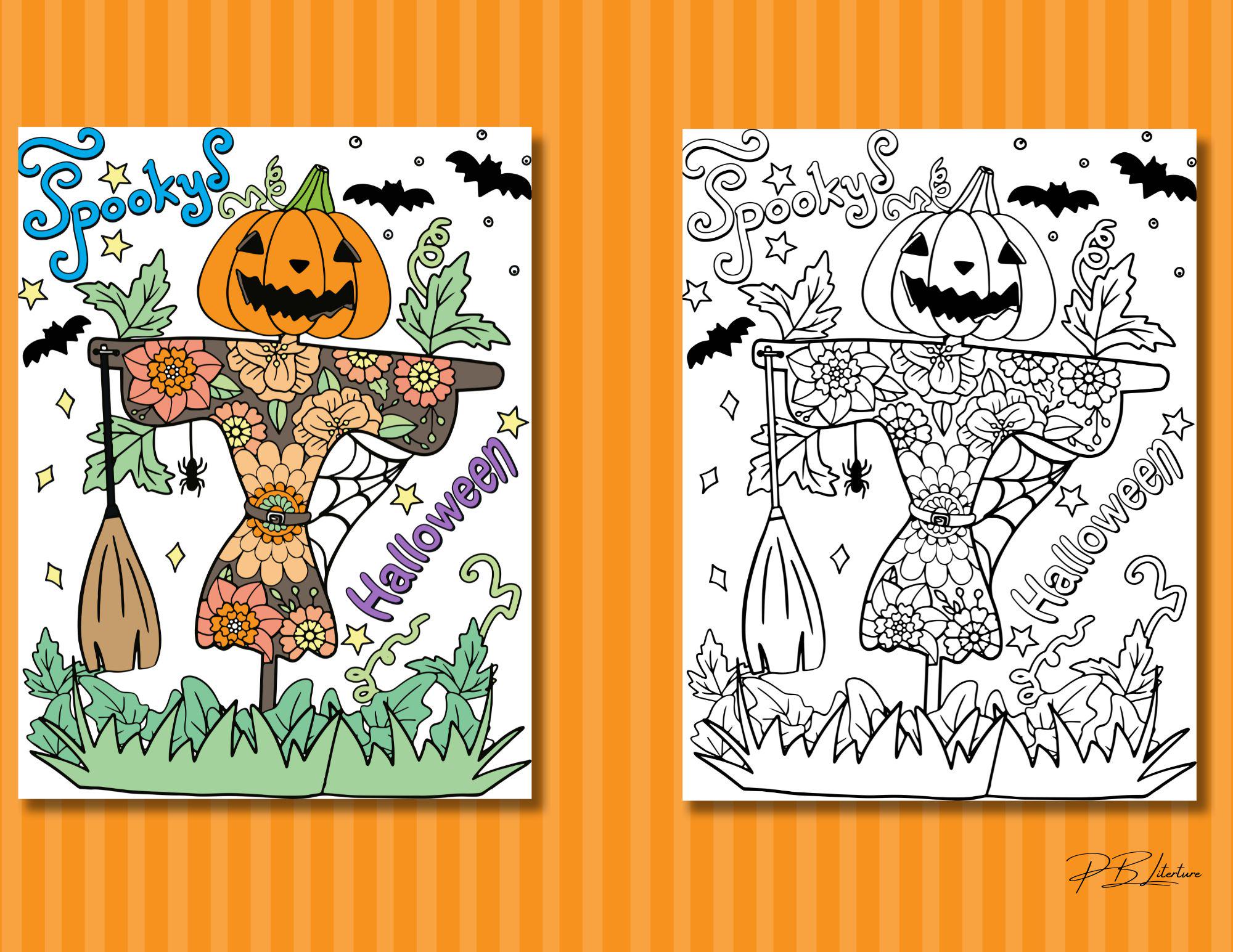 Scary & Cute Halloween Coloring Pages, Printable Halloween Coloring ...