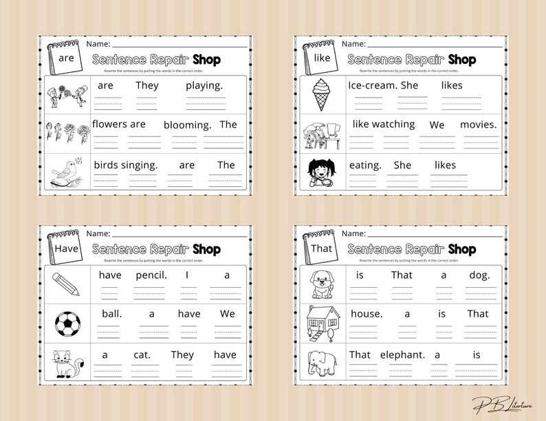 30 Correct the Sentences Printable Worksheets, Kindergarten Writing ...