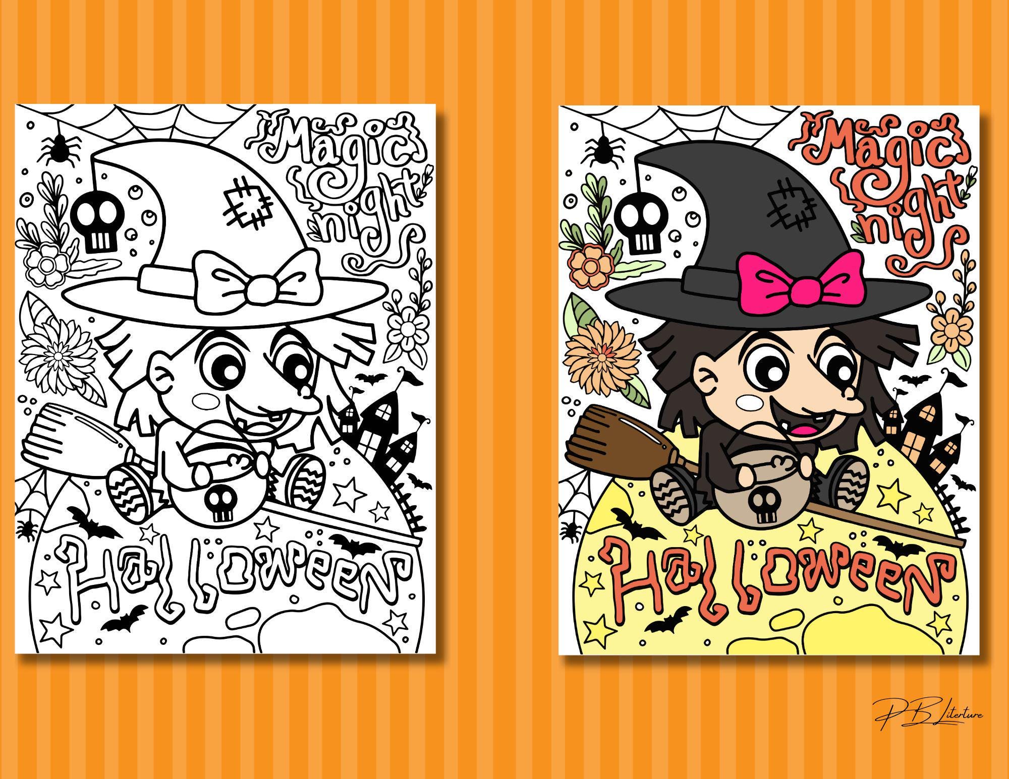 Scary & Cute Halloween Coloring Pages, Printable Halloween Coloring ...