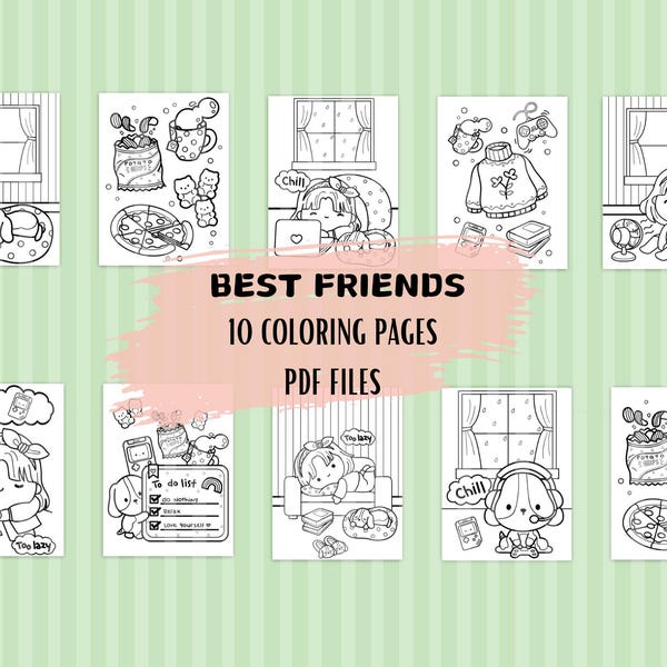 Cozy Friends Coloring Pages - Etsy
