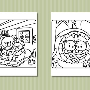 Cute Cozy Coloring Pages, Cute Animal Characters Coloring, Cozy Hygge ...