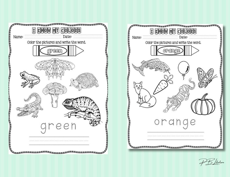 Hojas de trabajo para aprender los colores en edad preescolar, libro de ...