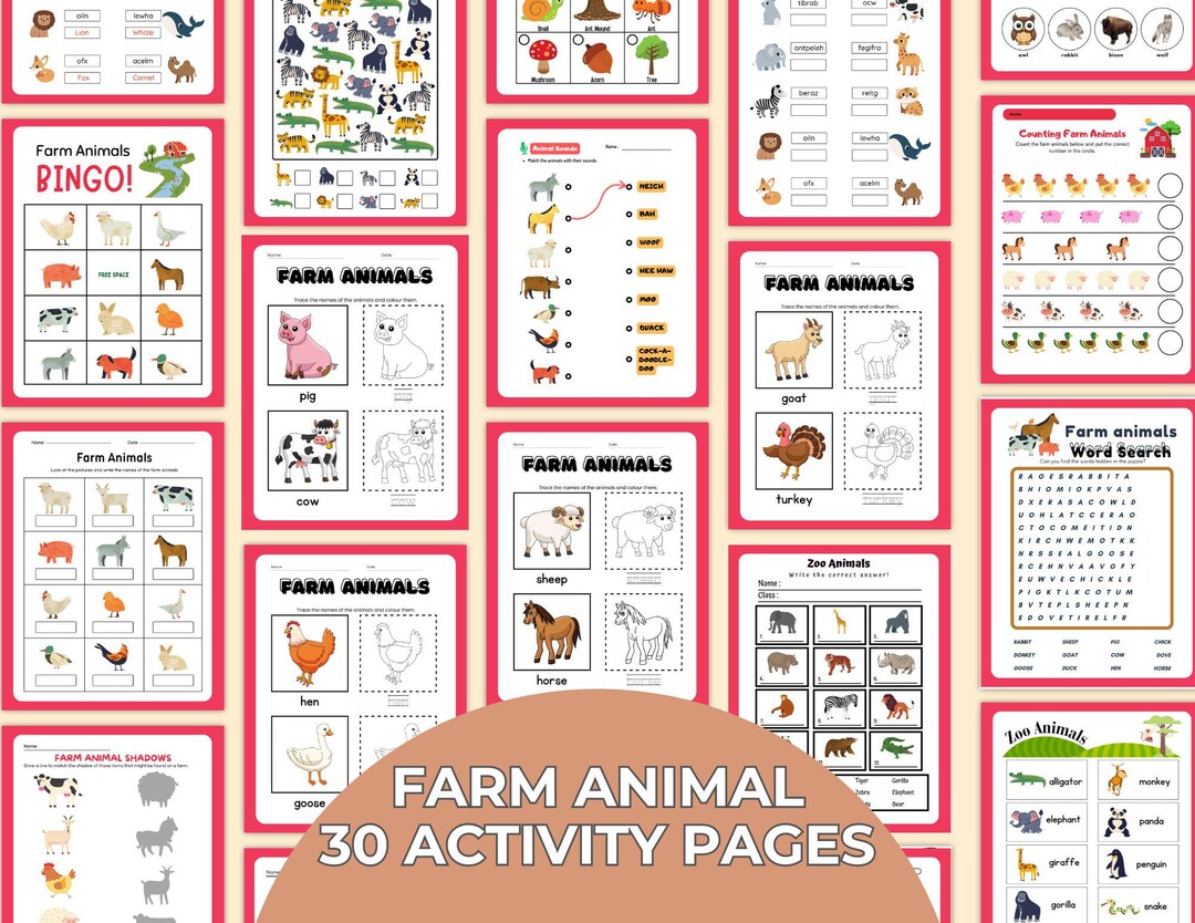 Farm Animals Busy Book, Toddler Preschool Homeschool Printables, Farm ...