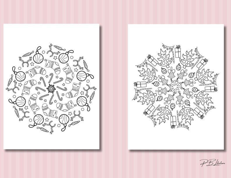 Printable Christmas Mandala Coloring Pages, Christmas Mandala Art ...