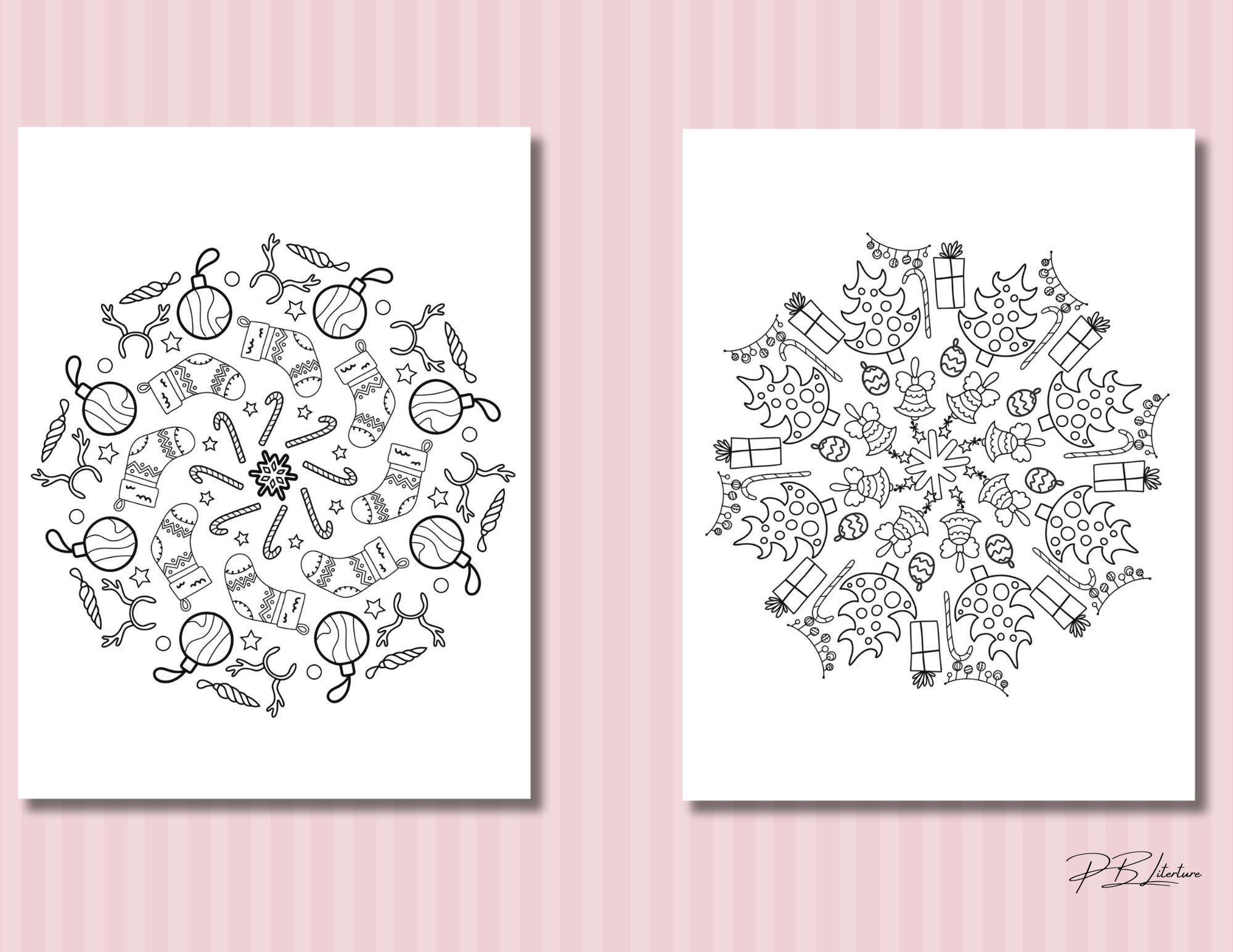 Printable Christmas Mandala Coloring Pages, Christmas Mandala Art ...